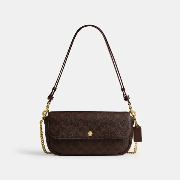 COACH Brook Flap Chain Bag In Signature Canvas - Brass/maple