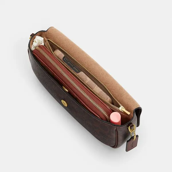 COACH Brook Flap Chain Bag In Signature Canvas - Brass/maple