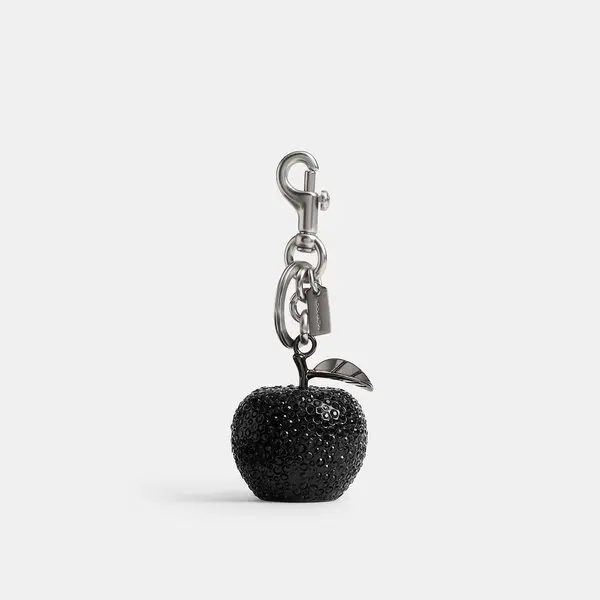 COACH Crystal Apple Bag Charm - Silver/black