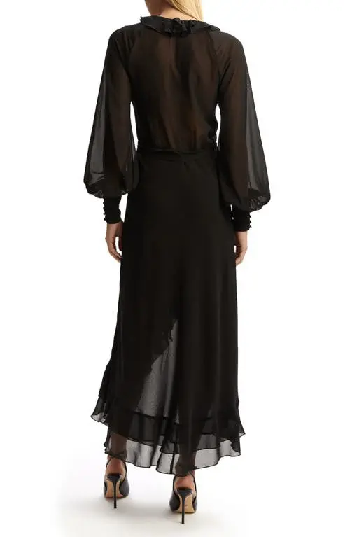 Bardot Kassia Ruffle Long Sleeve High/low Maxi Dress