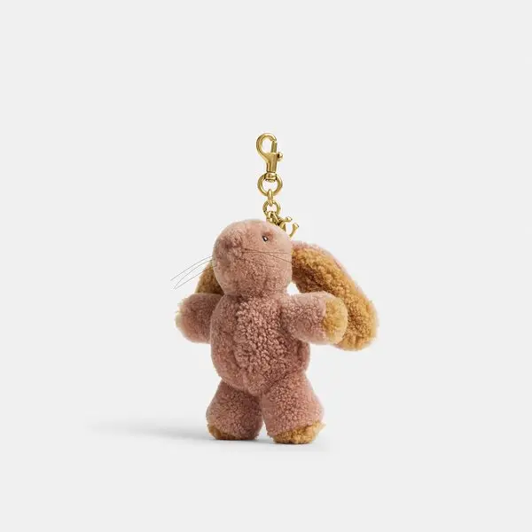 COACH Floppy Bag Charm In Shearling - Brass/multi