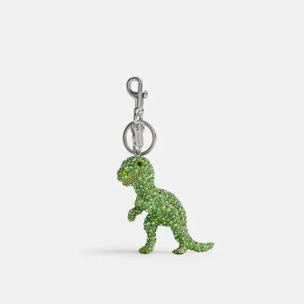 COACH Large Crystal Rexy Bag Charm - Silver/green