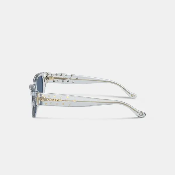 COACH® Charms Narrow Rectangle Sunglasses - Transparent Blue