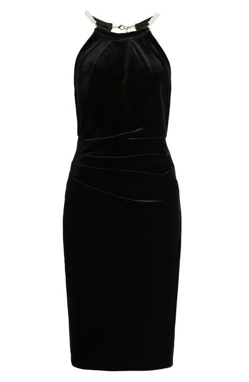 Eliza J Social Velvet Cocktail Dress - Black