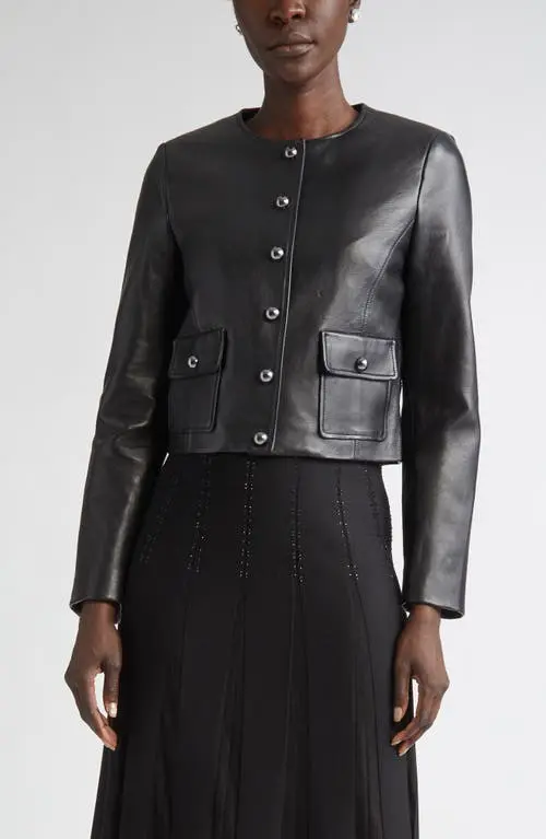 St. John Leather Cropped Jacket