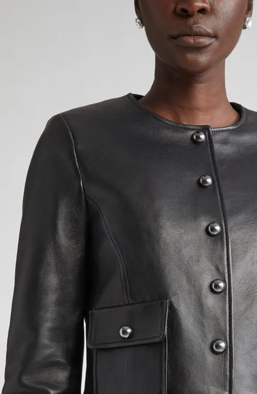 St. John Leather Cropped Jacket