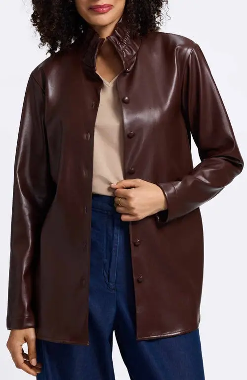 Foxcroft Carolina Faux Leather Shirt Jacket - Chicory Coffee