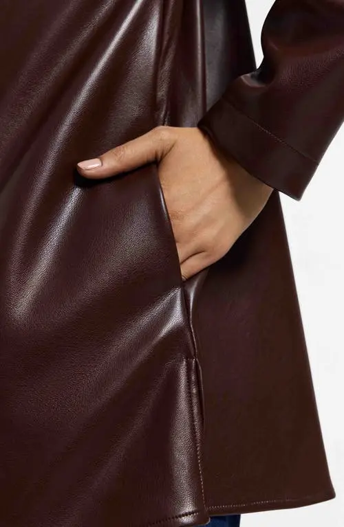 Foxcroft Carolina Faux Leather Shirt Jacket - Chicory Coffee