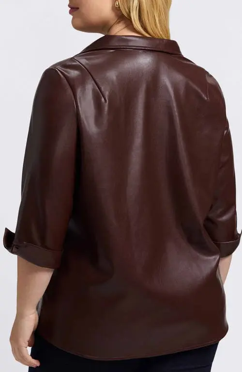 Foxcroft Agnes Faux Leather Popover Top