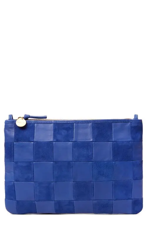 Clare V. Checkered Leather Flat Clutch