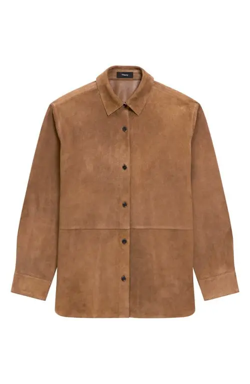 Theory Boxy Fit Suede Shirt Jacket