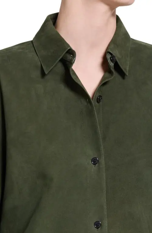 Theory Boxy Fit Suede Shirt Jacket