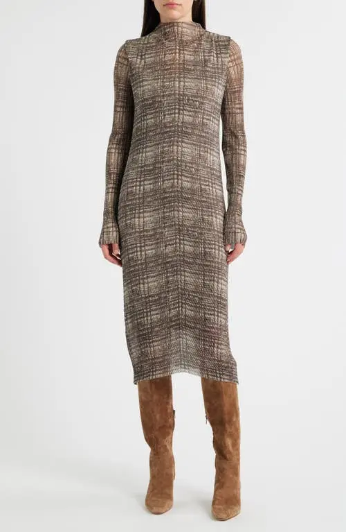 BOSS Mock Neck Long Sleeve Maxi Dress