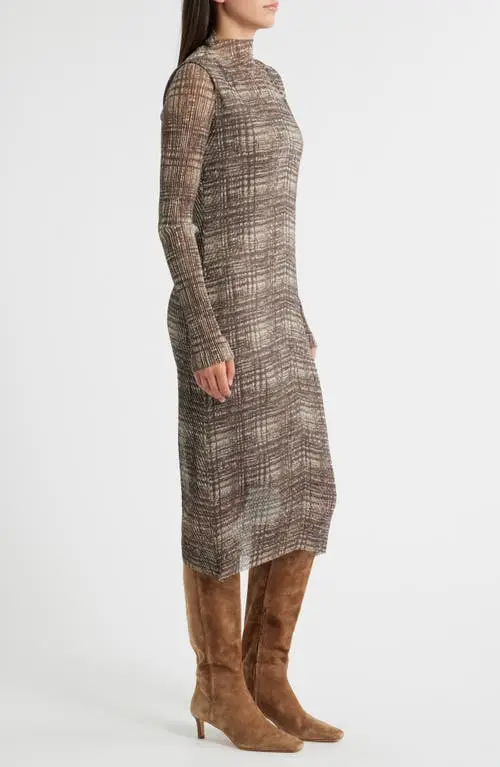 BOSS Mock Neck Long Sleeve Maxi Dress
