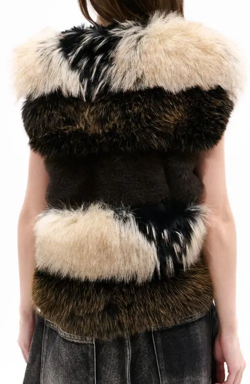 AZALEA WANG Mixed Faux Fur Vest