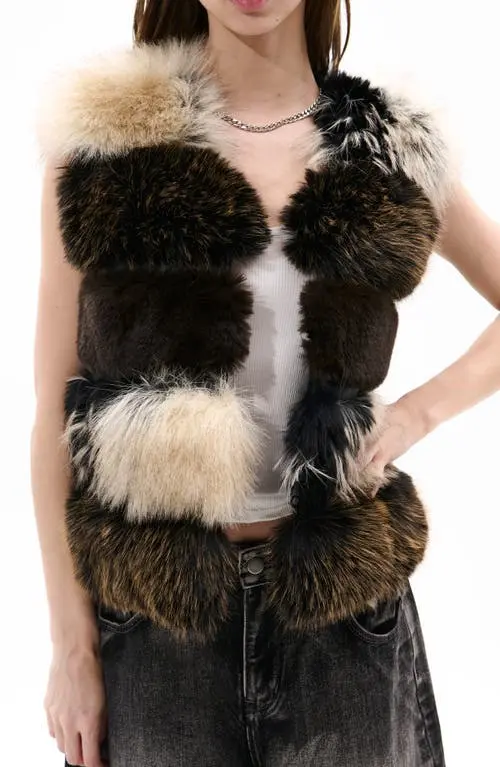 AZALEA WANG Mixed Faux Fur Vest
