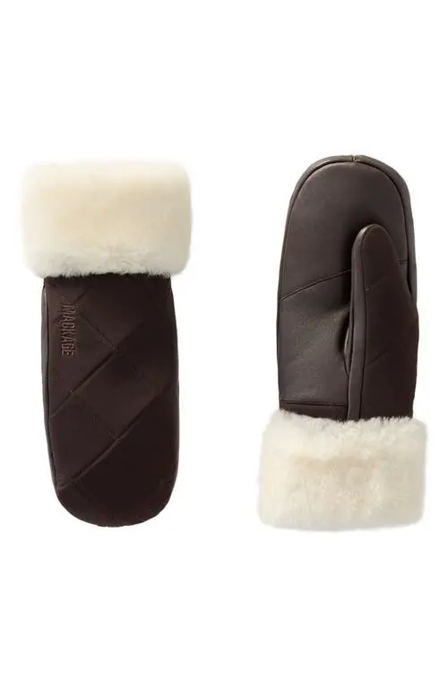 Mackage Fleece Trim Quilted Down Mittens - Coffee-natural