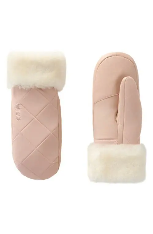 Mackage Fleece Trim Quilted Down Mittens - Sepia Rose-natural