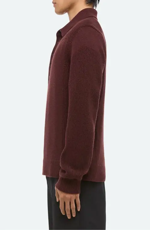 Helmut Lang Block Polo Sweater - Dark Burgundy - Q51