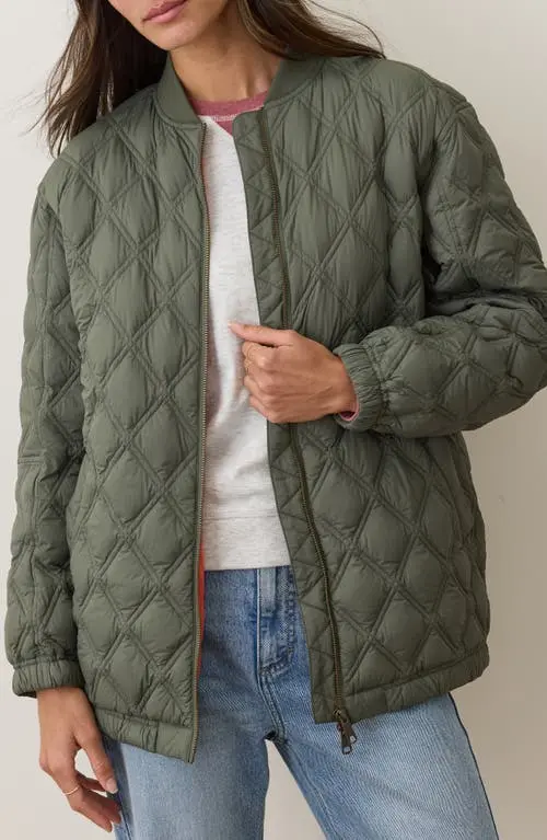 Marine Layer Marina Quilted Bomber Jacket - Olive