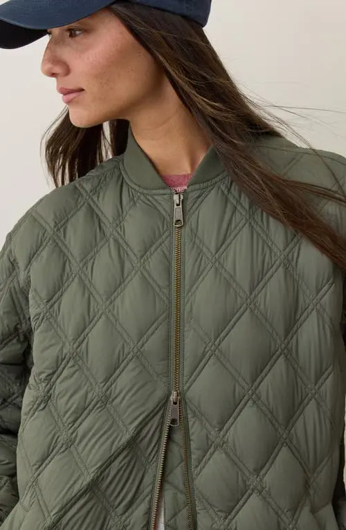 Marine Layer Marina Quilted Bomber Jacket - Olive