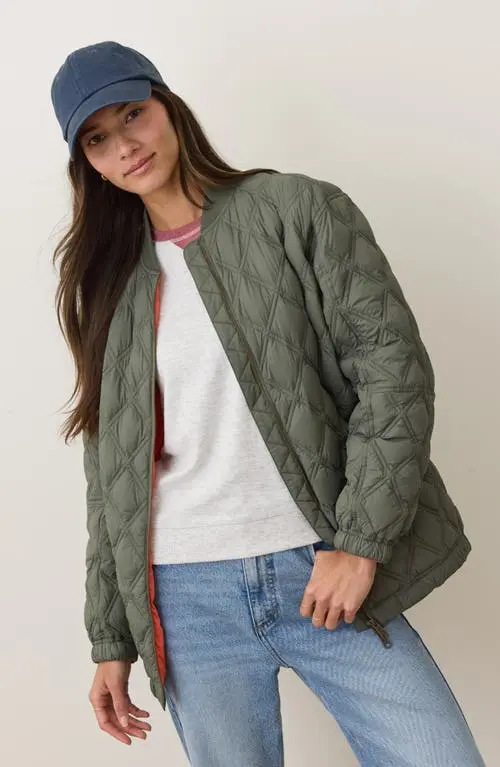 Marine Layer Marina Quilted Bomber Jacket - Olive