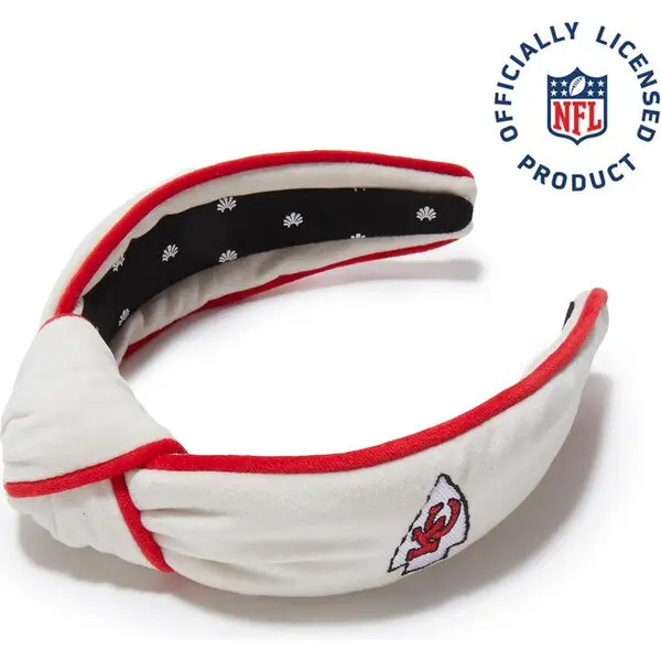 Lele Sadoughi Kansas City Chiefs Embroidered Knotted Headband - Ivory 100