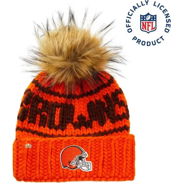 Lele Sadoughi Nfl Cleveland Browns Beanie With Faux Fur Pom Pom - Orange 800