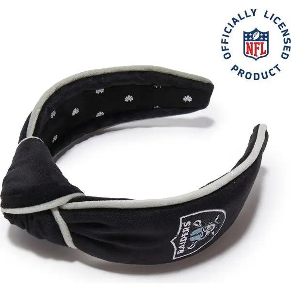 Lele Sadoughi Las Vegas Raiders Embroidered Knot Headband - Jet 001