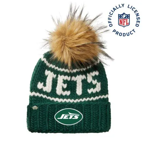 Lele Sadoughi X Nfl New York Jets Beanie With Faux Fur Pom - Forest Green 300