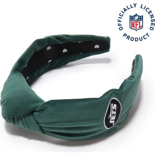 Lele Sadoughi New York Jets Embroidered Knotted Headband - Gotham Green 300