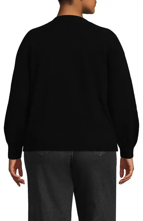 LANDS' END Cashmere V-neck Cardigan - Black