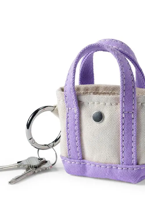 LANDS' END Canvas Tote Bag Charm - Natural/lavender Cloud