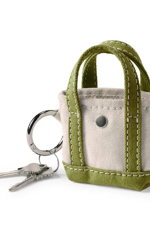 LANDS' END Canvas Tote Bag Charm - Natural/vintage Lime Green