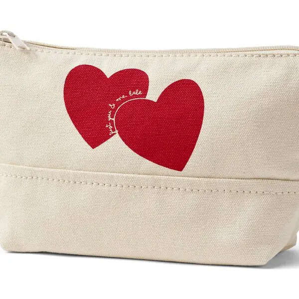 LANDS' END Canvas Pouch - You And Me Hearts/red