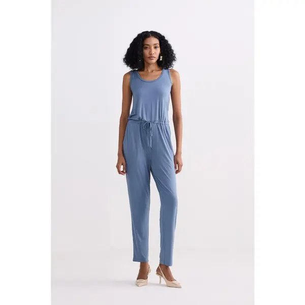 REISTOR Relaxed Sleeveless Jumpsuit With Drawstring - Blue