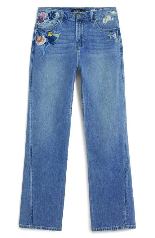 Desigual Embroidered Straight-leg Jeans - Medium Blue