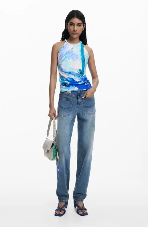 Desigual Abstract Print Sleeveless Top