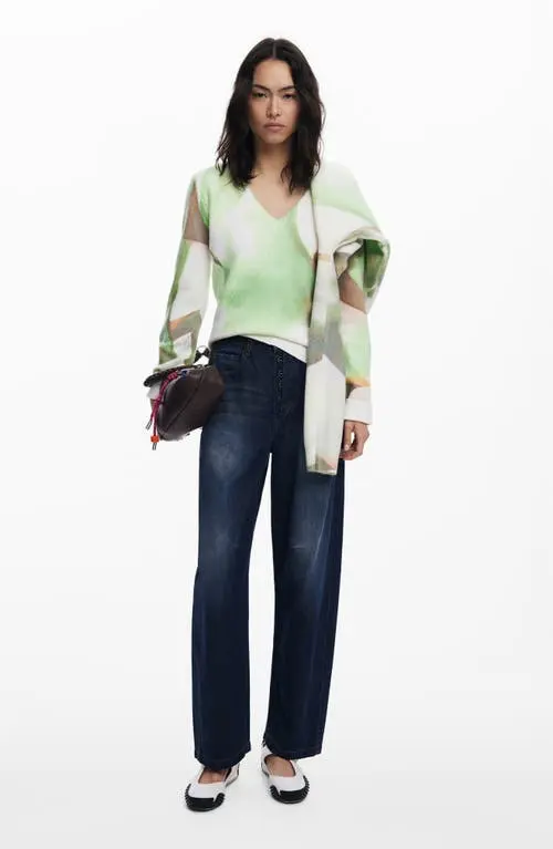 Desigual Exposed Button Fly Barrel Leg Jeans - Dark Blue