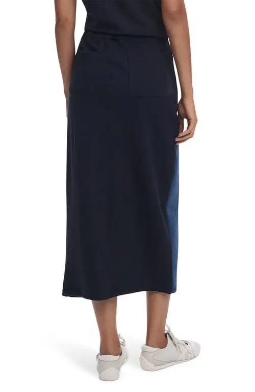 Desigual Mixed-media Denim Midi Skirt