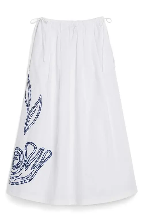 Desigual Embroidered Drawstring Cotton Maxi Skirt