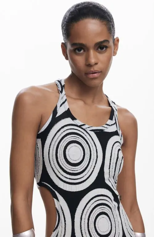Desigual Sleeveless Cutout Handkerchief Hem Dress