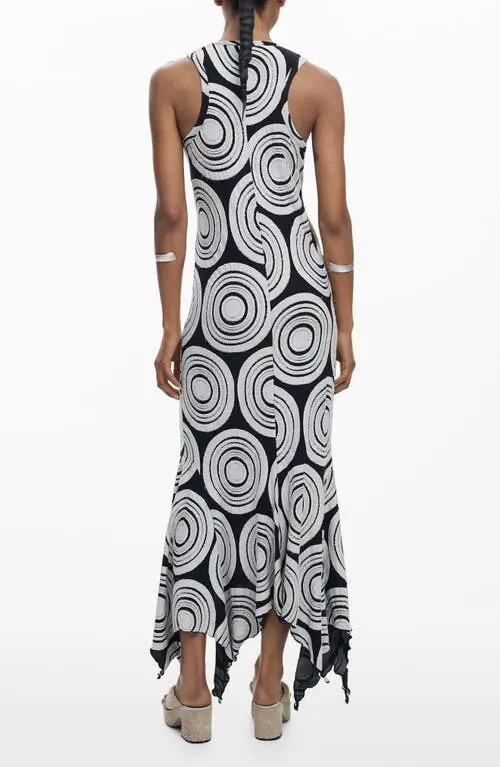 Desigual Sleeveless Cutout Handkerchief Hem Dress