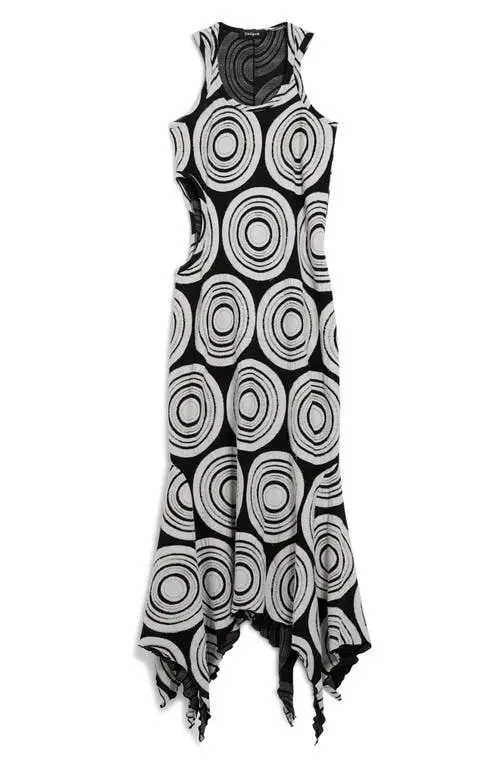 Desigual Sleeveless Cutout Handkerchief Hem Dress