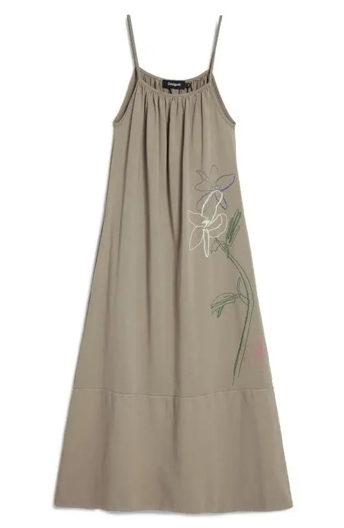 Desigual Floral Embroidered Cotton Midi Dress