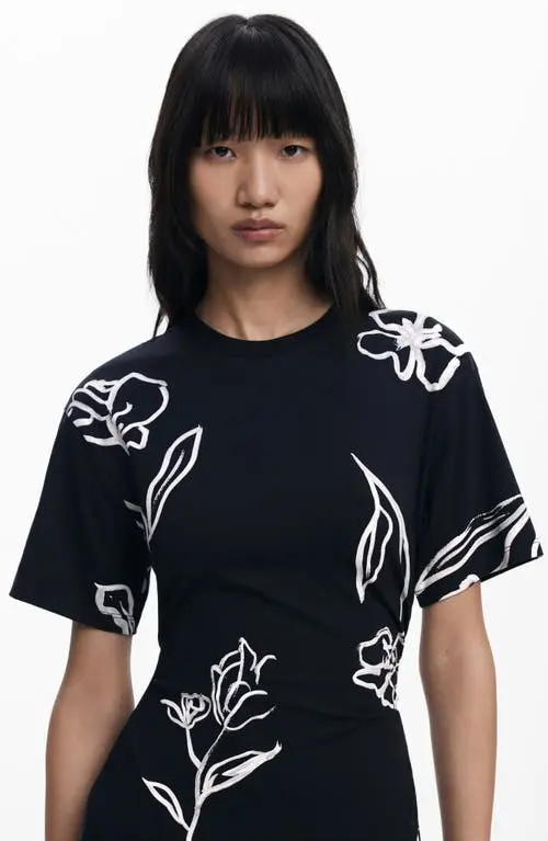 Desigual Short Sleeve Asymmetric Maxi Dress