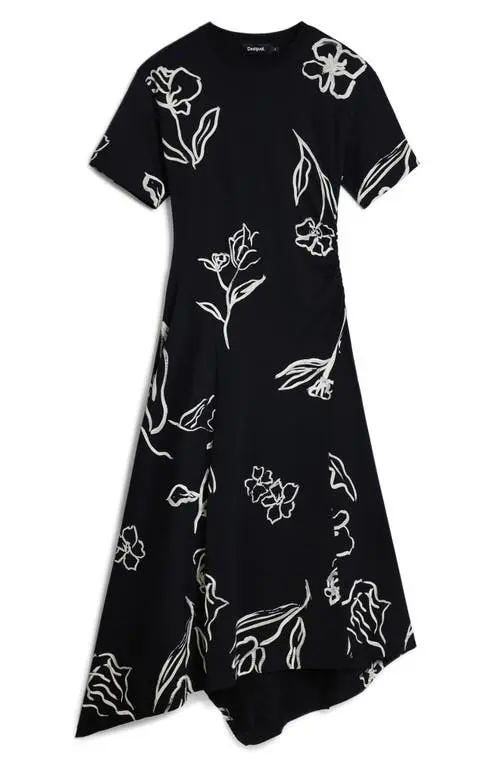 Desigual Short Sleeve Asymmetric Maxi Dress