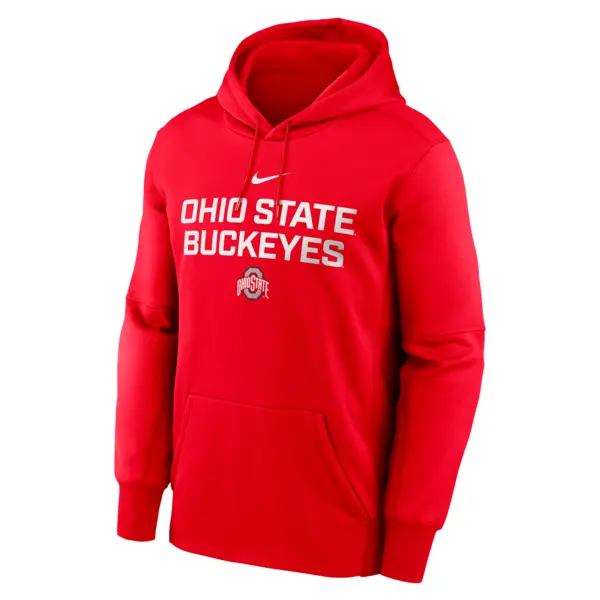 Nike Ohio State Team Stacked Therma College Pullover Hoodie - Red