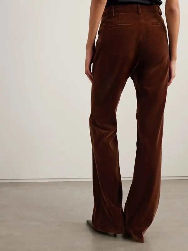 NILI LOTAN Corette Cotton-blend Velvet Straight-leg Pants
