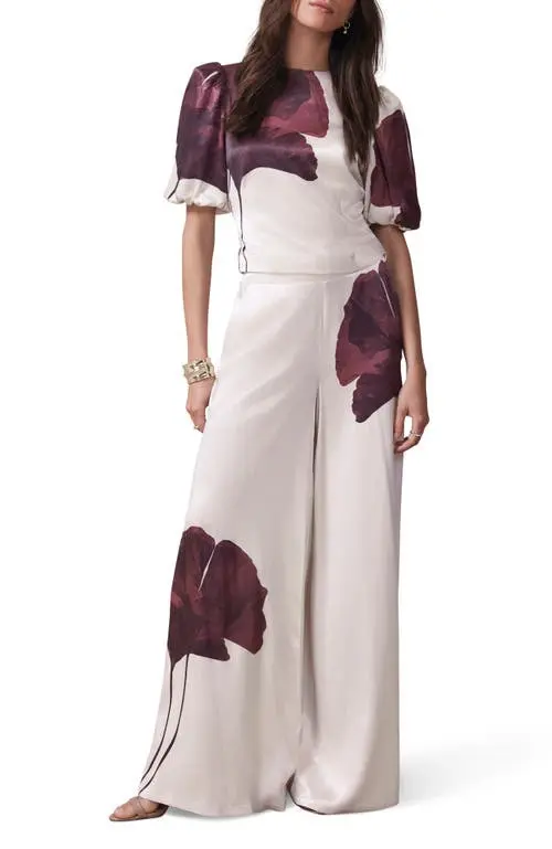Mint Velvet Floral Print Satin Trousers